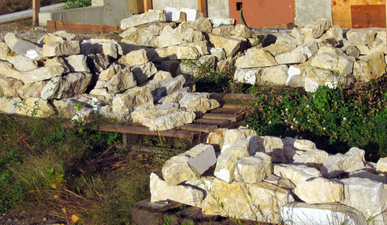 cut limestone ready for installation on foundation – Save the ...